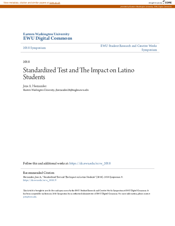 (PDF) Standardized Test and The Impact on Latino Students