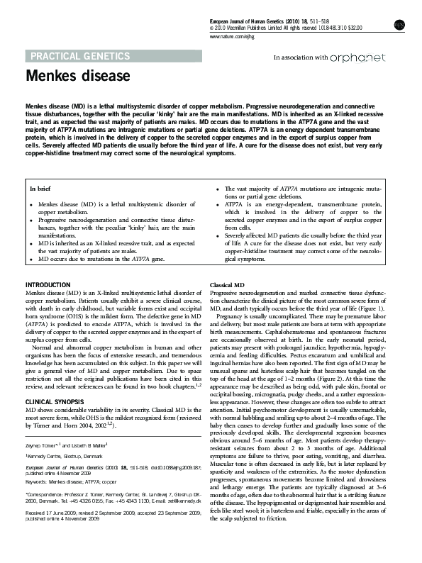 (PDF) Menkes disease