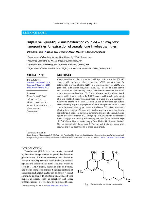 (PDF) Dispersive liquid-liquid microextraction coupled with magnetic nanoparticles for ...
