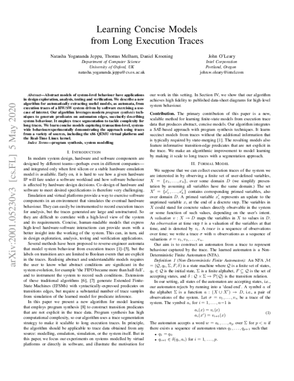 Pdf Learning Concise Models From Long Execution Traces T Melham
