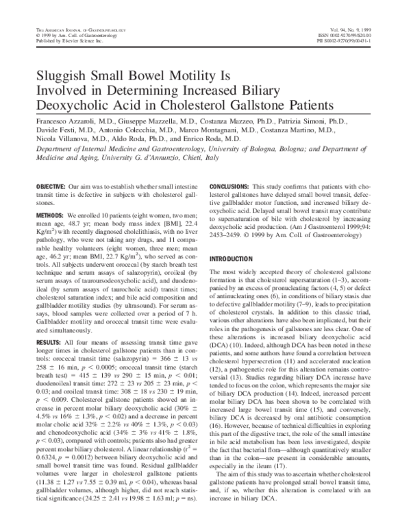 (PDF) Sluggish Small Bowel Motility Is Involved in Determining ...