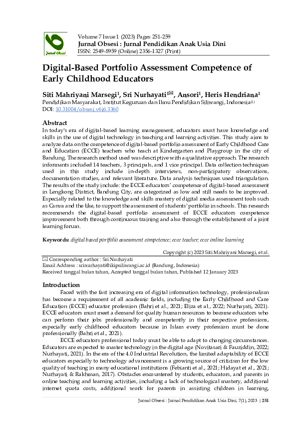 (PDF) Digital-Based Portfolio Assessment Competence of Early Childhood ...