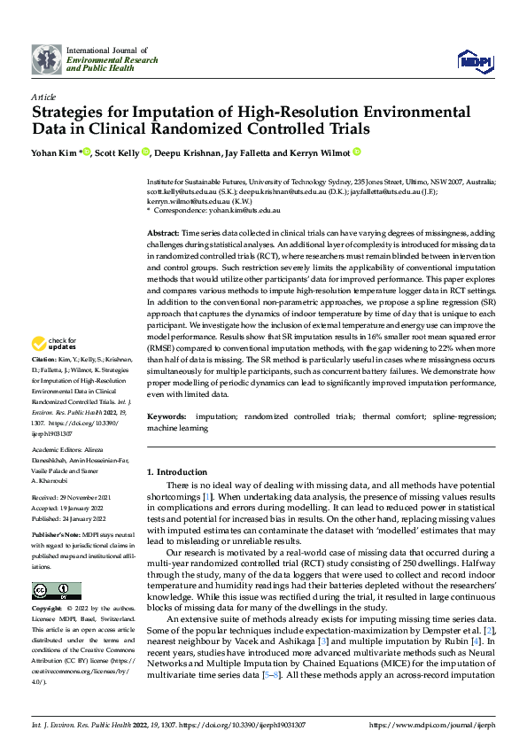 Pdf Strategies For Imputation Of High Resolution Environmental Data In Clinical Randomized