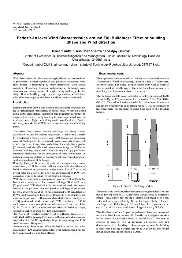 (PDF) Pedestrian level Wind Characteristics around Tall Buildings ...