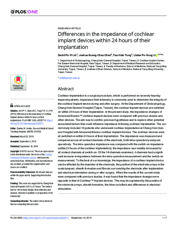 (PDF) Differences in the impedance of cochlear implant devices within ...