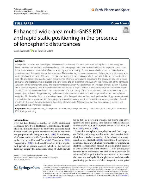 (PDF) Enhanced wide-area multi-GNSS RTK and rapid static positioning in the presence of ...