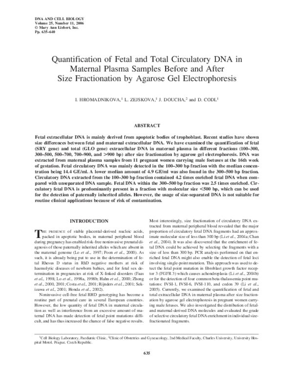 (PDF) Quantification of Fetal and Total Circulatory DNA in Maternal ...