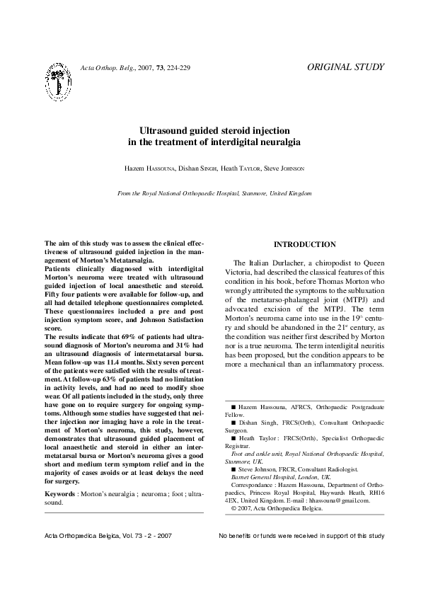 (PDF) Ultrasound guided steroid injection in the treatment of ...