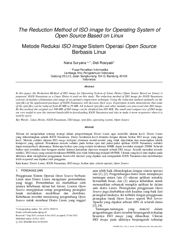 (PDF) Metode Reduksi ISO Image Sistem Operasi Open Source Berbasis Linux