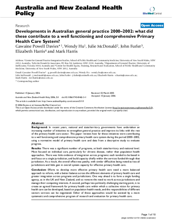 (PDF) Research Developments in Australian general practice 2000 – 2002 ...