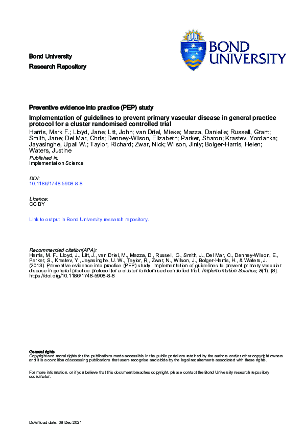 (PDF) Preventive evidence into practice ( PEP ) study