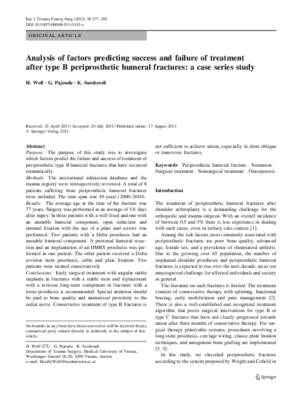 (PDF) Analysis of factors predicting success and failure of treatment after type B ...