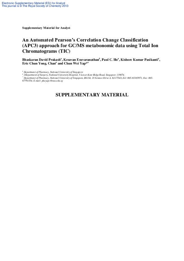 (PDF) An automated Pearson's correlation change classification (APC3) approach for GC/MS ...