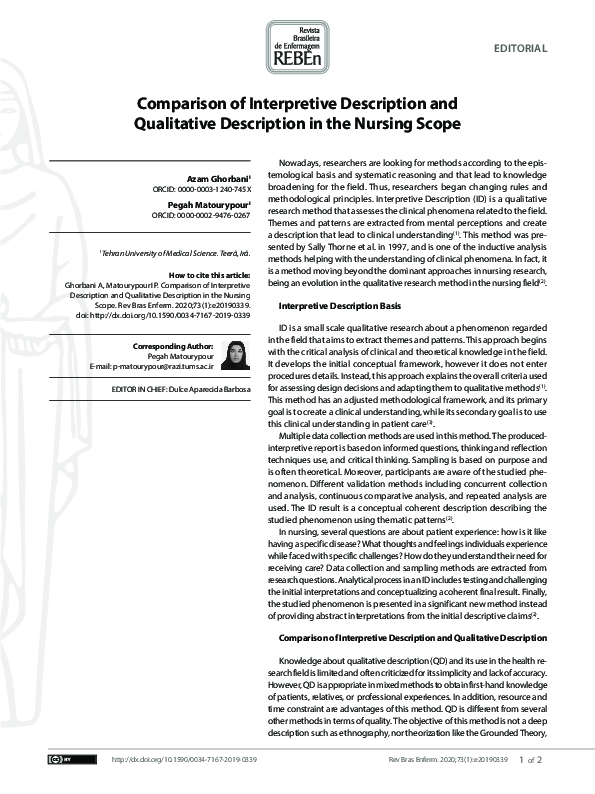 (PDF) Comparison of Interpretive Description and Qualitative ...