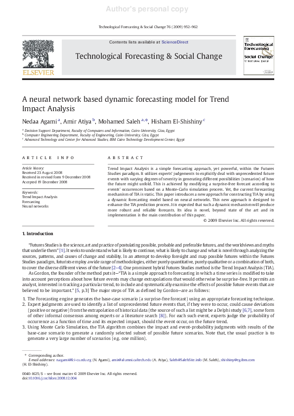 (PDF) A neural network based dynamic forecasting model for Trend Impact Analysis