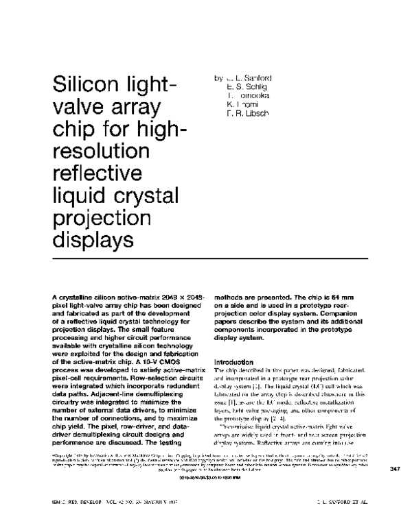 (PDF) Silicon light-valve array chip for high-resolution reflective liquid crystal projection ...