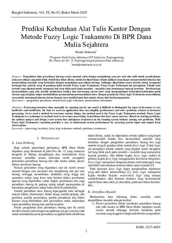 (PDF) Prediksi Kebutuhan Alat Tulis Kantor Dengan Metode Fuzzy Logic ...