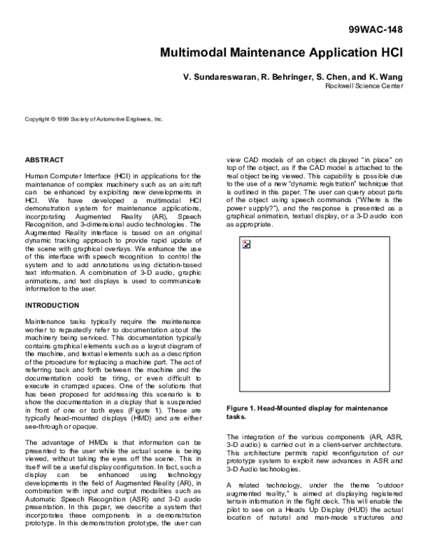 (PDF) Multimodal Maintenance Application HCI