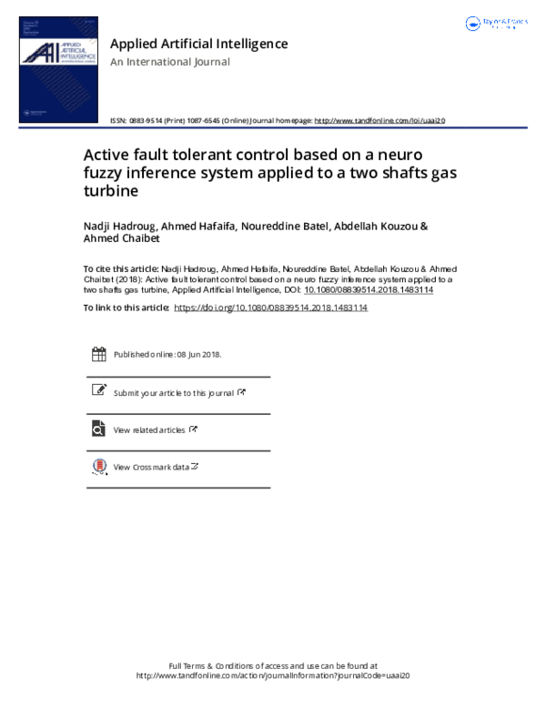 Pdf Active Fault Tolerant Control Based On A Neuro Fuzzy Inference System Applied To A Two