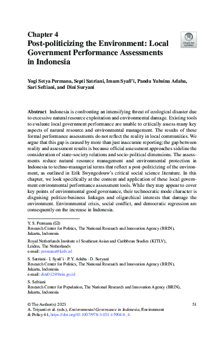 (PDF) Post-politicizing the Environment: Local Government Performance ...