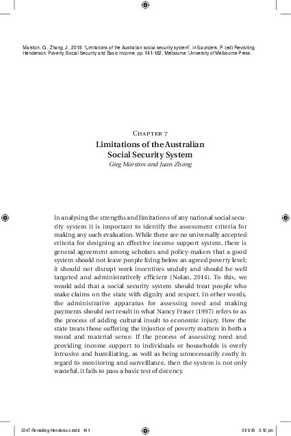 (PDF) Limitations of the Australian Social Security System