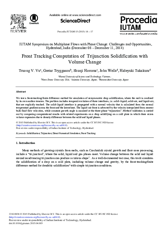 (PDF) Trijunction Solidification with Front Tracking