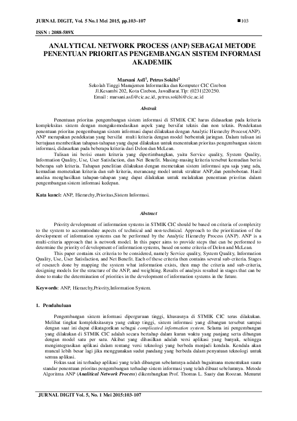 (PDF) Analytical Network Process (Anp) Sebagai Metode Penentuan Prioritas Pengembangan Sistem ...