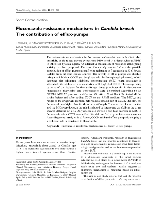 (PDF) Fluconazole resistance mechanisms inCandida krusei: The ...