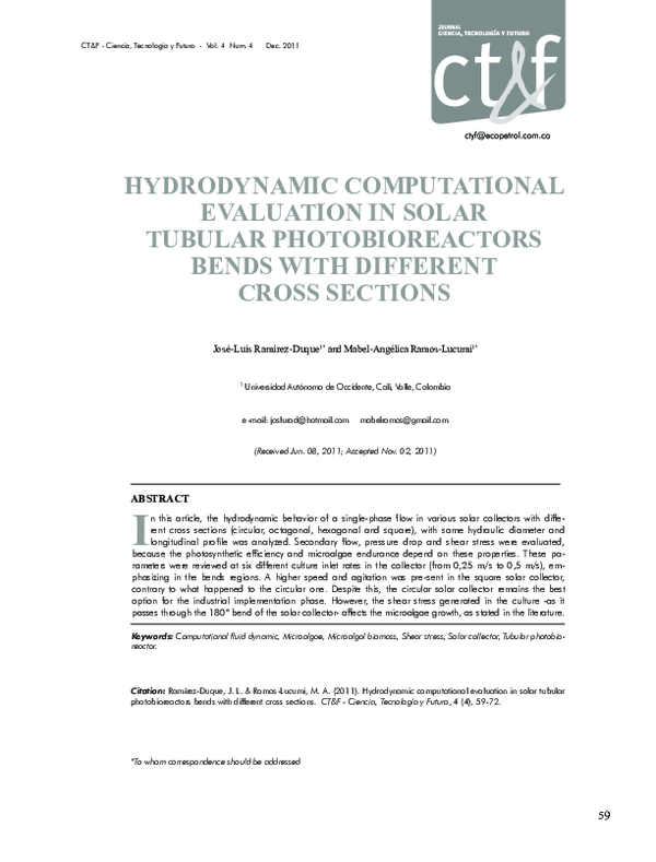 (PDF) Hydrodynamic computational evaluation in solar tubular photobioreactors bends with ...