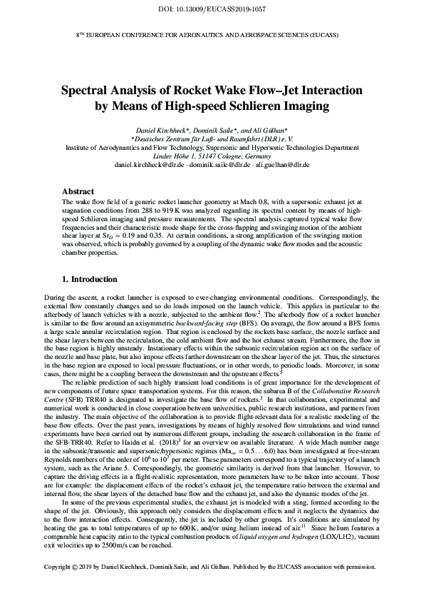 (PDF) Spectral Analysis of Rocket Wake Flow-Jet Interaction by Means of ...