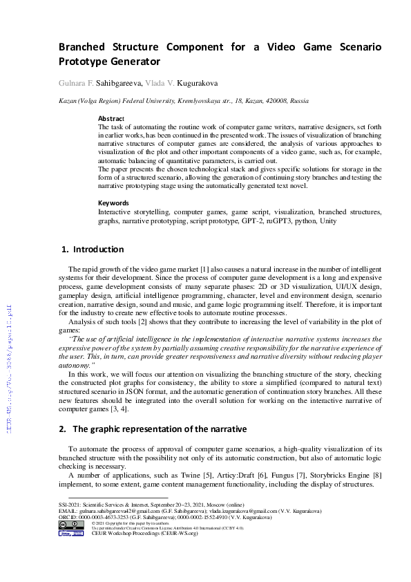 (PDF) Branched Structure Component for a Video Game Scenario Prototype ...
