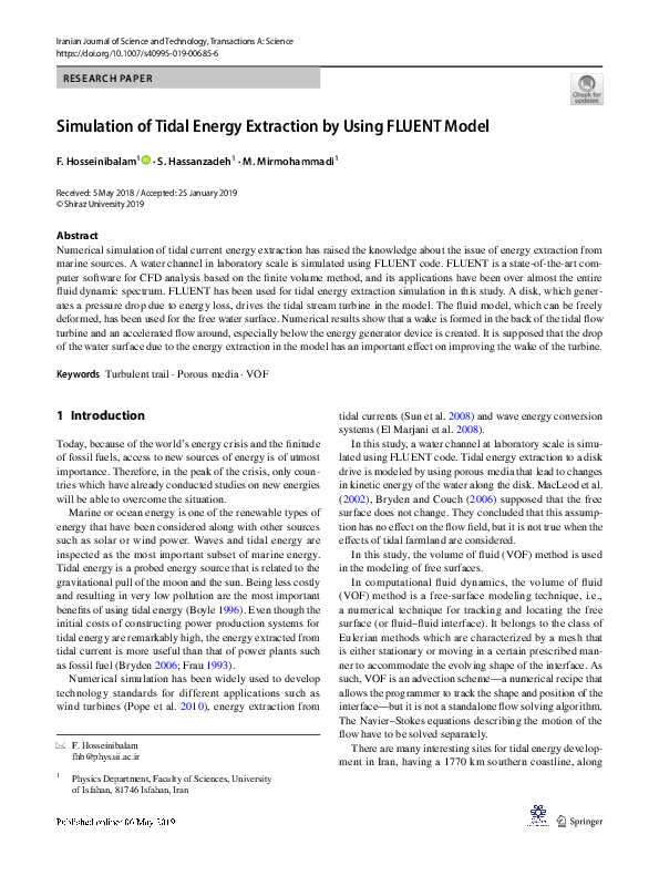 (PDF) Simulation of Tidal Energy Extraction by Using FLUENT Model