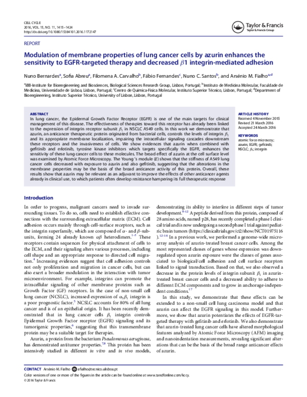 (PDF) Modulation of membrane properties of lung cancer cells by azurin ...
