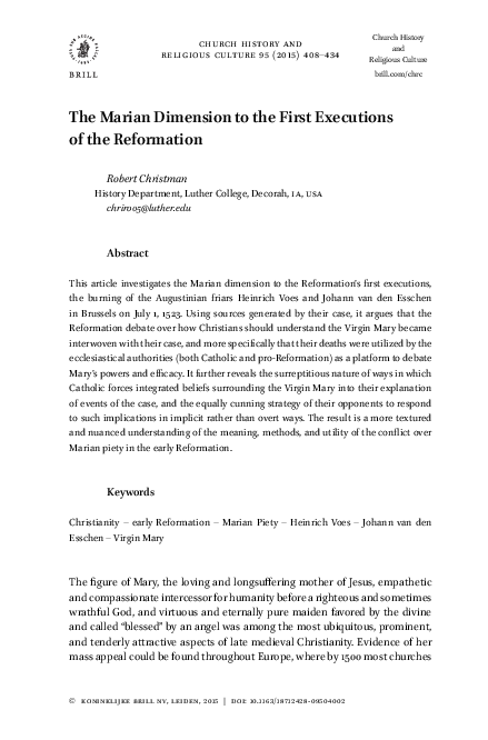 (PDF) The Marian Dimension to the First Executions of the Reformation