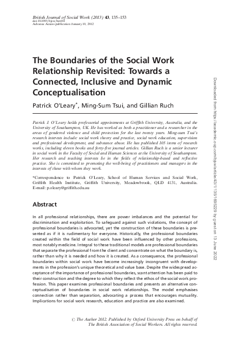(PDF) The Boundaries of the Social Work Relationship Revisited: Towards ...