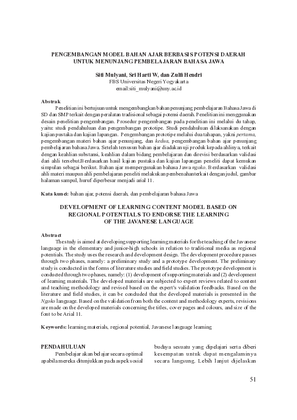 (PDF) Pengembangan Model Bahan Ajar Berbasis Potensi Daerah Untuk Menunjang Pembelajaran Bahasa ...
