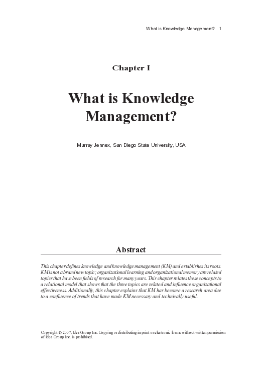 (PDF) What is Knowledge Management