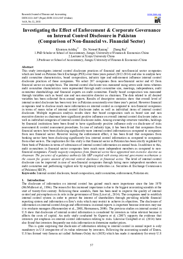 (PDF) Investigating the Effect of Enforcement & Corporate Governance on ...