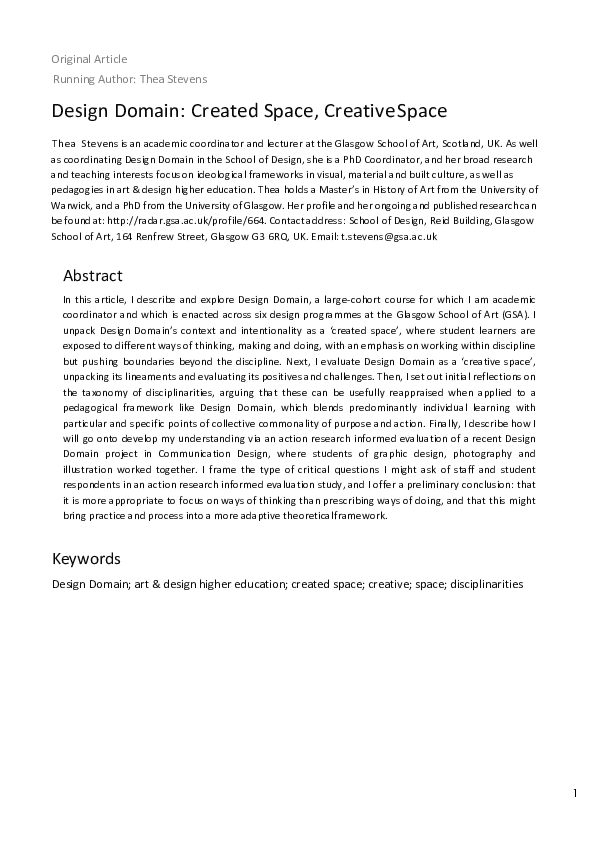 (PDF) Design Domain: Created Space, Creative Space