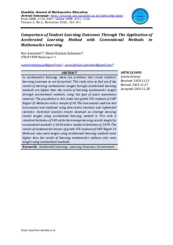 (PDF) Perbandingan Hasil Belajar Siswa Melalui Penerapan Metode Accelerated Learning dengan ...
