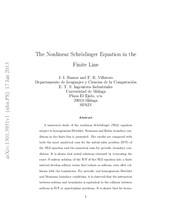 (PDF) The nonlinear Schrödinger equation in the finite line