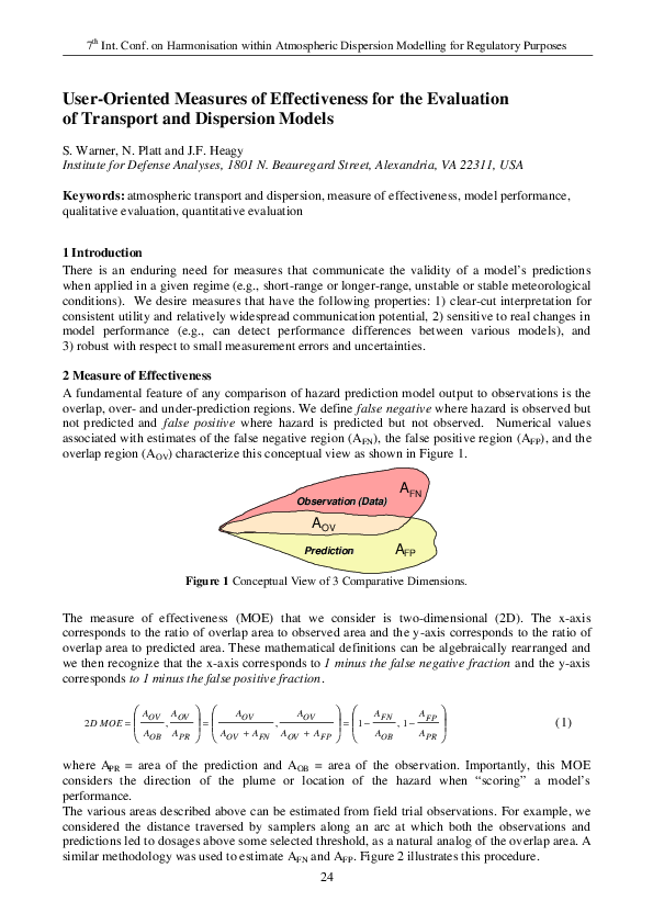 (PDF) User-oriented measures of effectiveness for the evaluation of transport and dispersion models