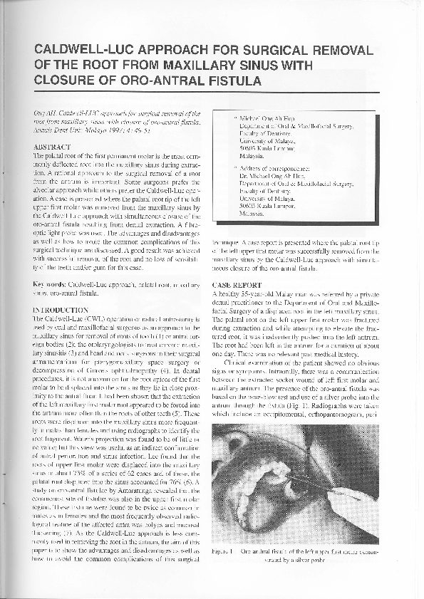(PDF) Caldwell-Luc Approach For Surgical Removal Of The Root From ...