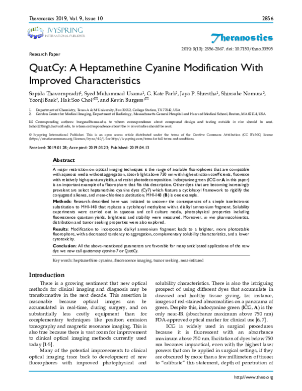 (PDF) QuatCy: A Heptamethine Cyanine Modification With Improved ...