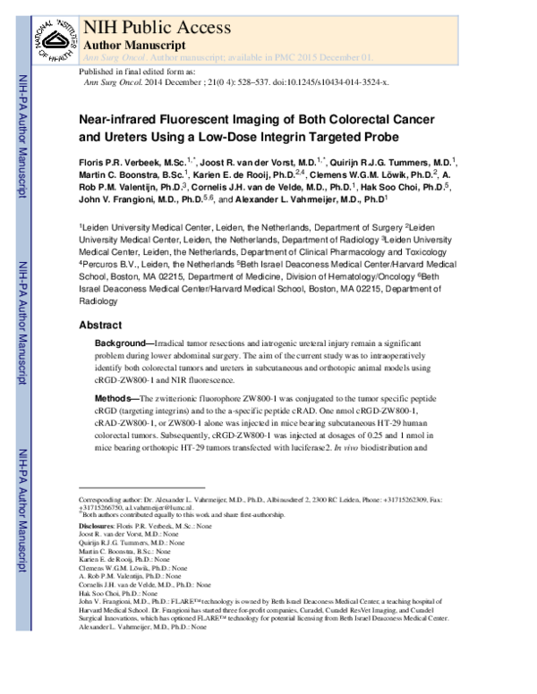 Near-Infrared Fluorescence Imaging of Both Colorectal Cancer and ...