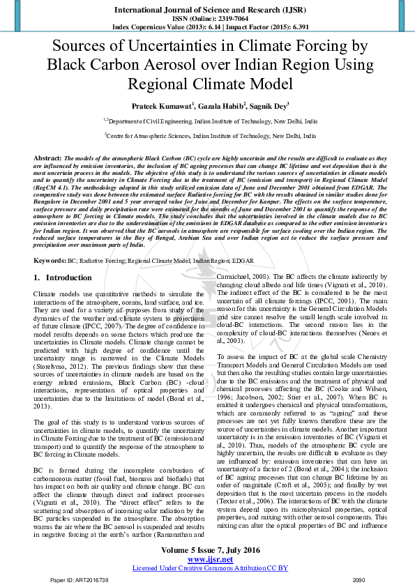 (PDF) Sources of Uncertainties in Climate Forcing by Black Carbon ...