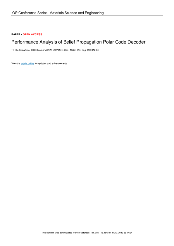 (PDF) Performance Analysis of Belief Propagation Polar Code Decoder