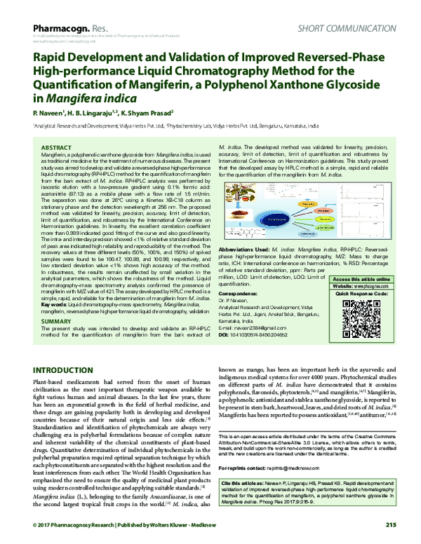 Pdf Rapid Development And Validation Of Improved Reversed Phase High Performance Liquid