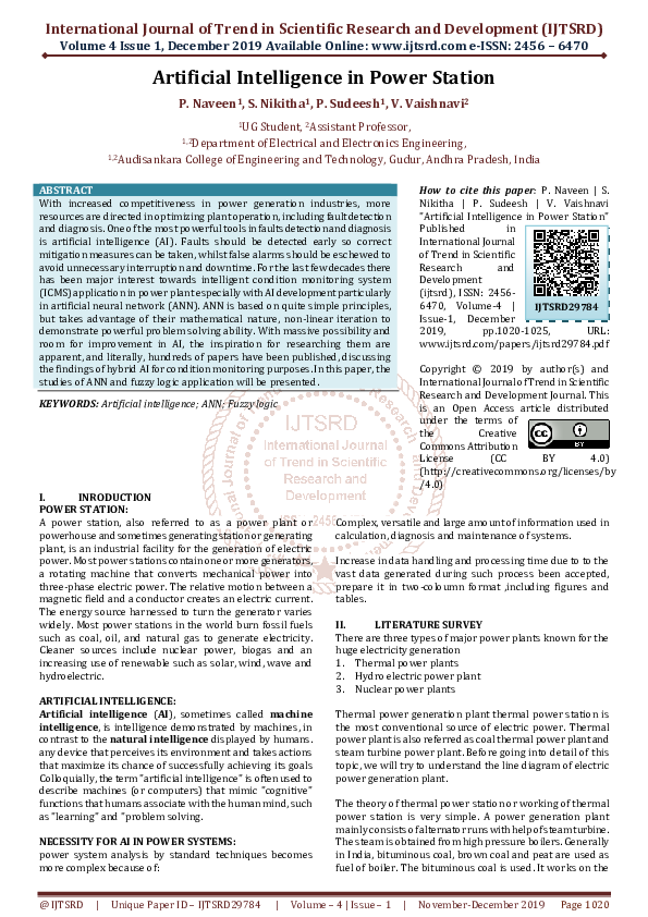 (PDF) Artificial Intelligence in Power Station
