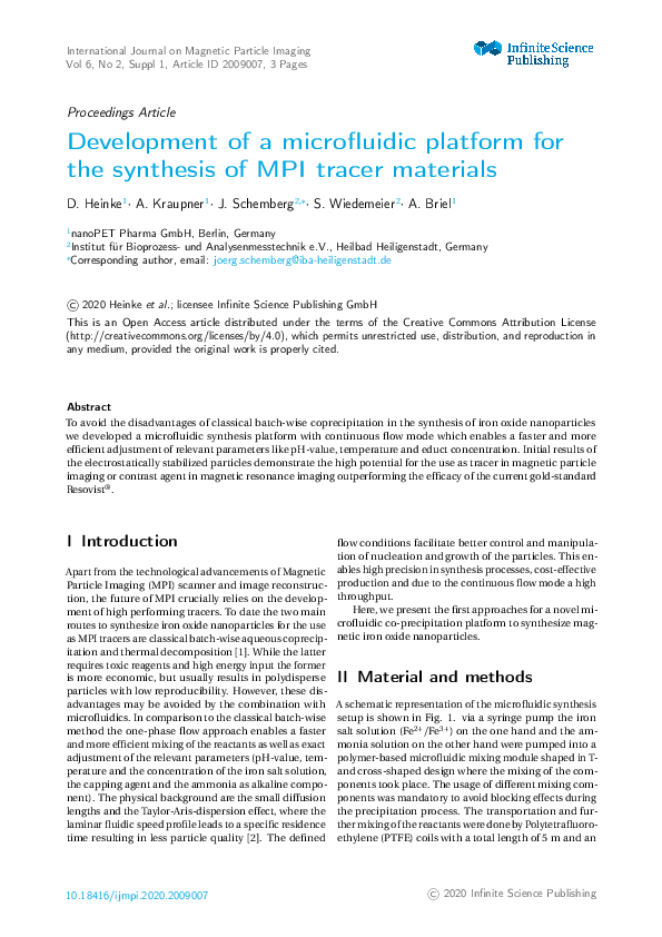 Pdf Development Of A Microfluidic Platform For The Synthesis Of Mpi